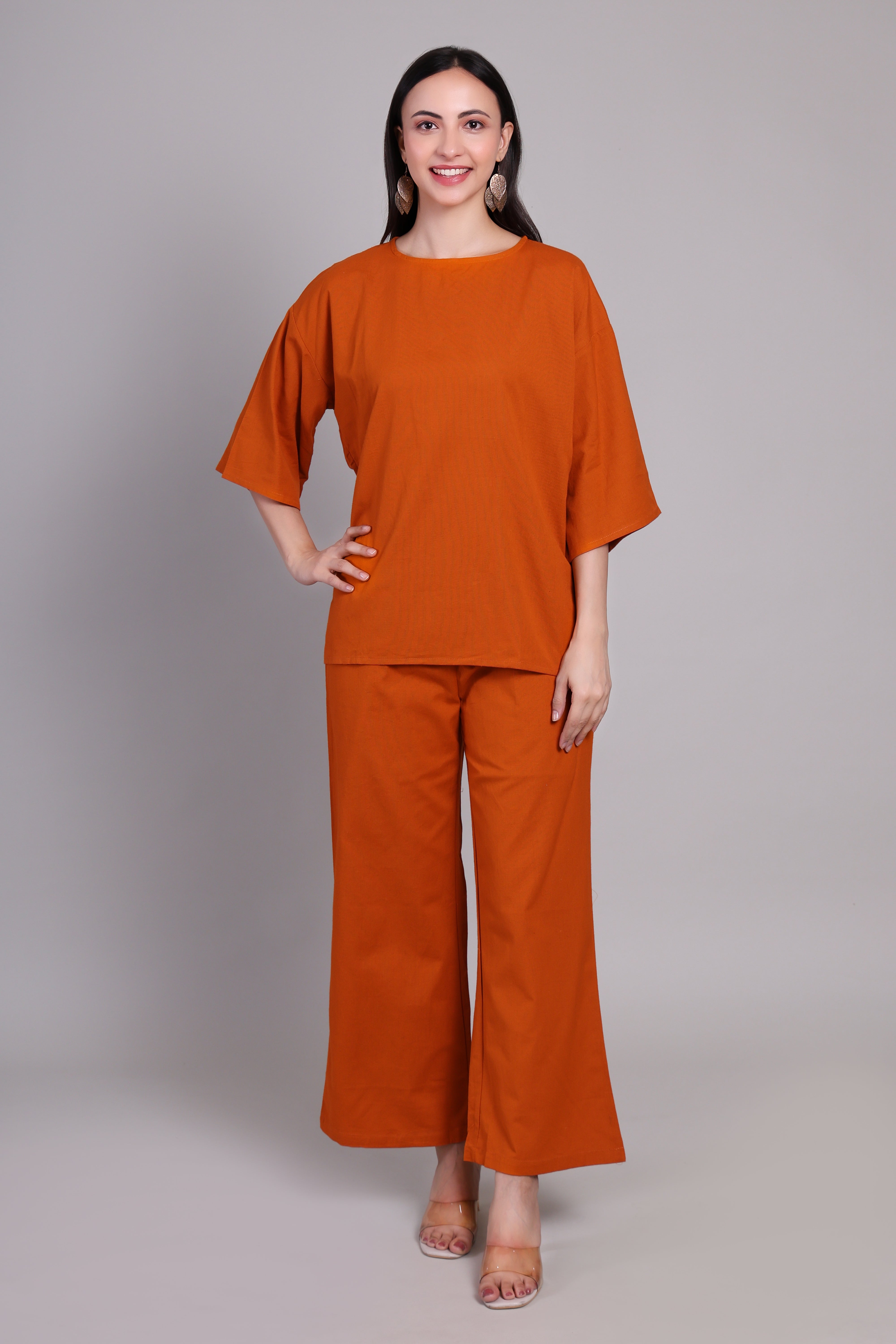 Akusha Apricot Breeze: Organic Linen Coord Set